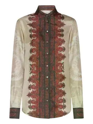 PIERRE-LOUIS MASCIA Paisley-print Silk Shirt - Neutrals