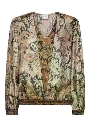 PIERRE-LOUIS MASCIA Aloe Floral-print Silk Blouse - Neutrals