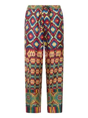 PIERRE-LOUIS MASCIA Geometric Pattern Straight-leg Trousers - Red