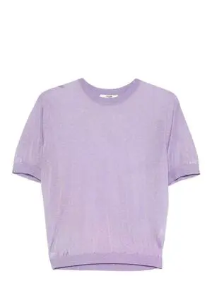 Maje Short-sleeve Metallic-thread T-shirt - Purple
