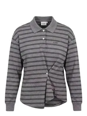 Closed Striped Long-sleeve Polo Shirt - Grey