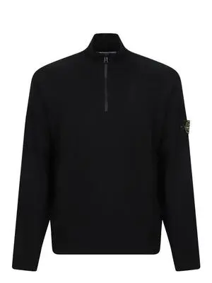 Stone Island Compass-patch Half-zip Sweater - Black