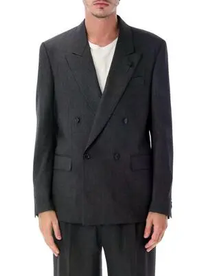 LARDINI Double-breasted Peak-lapels Jacket - Grey