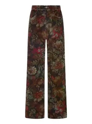 PIERRE-LOUIS MASCIA Floral Print Straight-leg Trousers - Brown