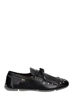 WALES BONNER Studded Fringed Loafers - Black