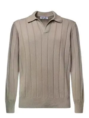 GALIANO Ribbed Fine-knit Top - Brown