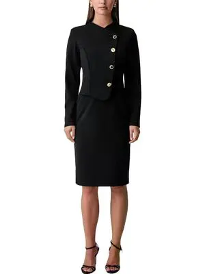 Joseph Ribkoff Asymmetric Button-up Midi Dress - Black