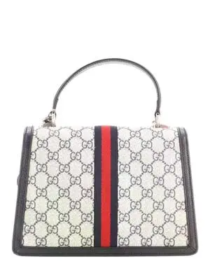 Gucci Ophidia Flap Top Handle Bag Gg Coated Canvas Small Satchel - Blue