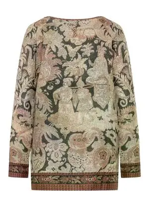 PIERRE-LOUIS MASCIA Aloe Tapestry-print Top - Neutrals