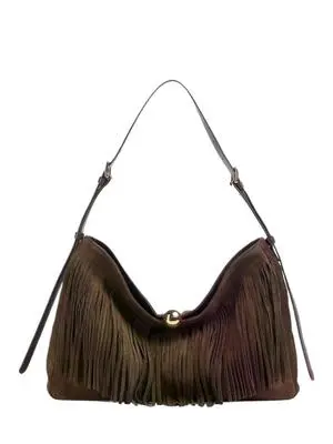Furla Suede Fringe Shoulder Bag - Brown