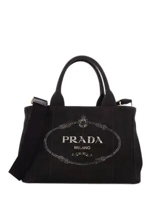 Prada Canapa Canvas Mini Tote Bag - Black
