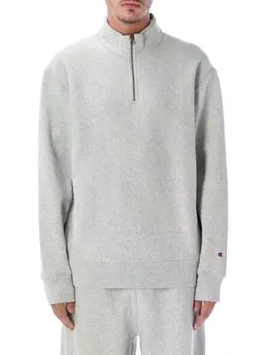 Champion Logo-patch Quarter-zip Sweater - Grey