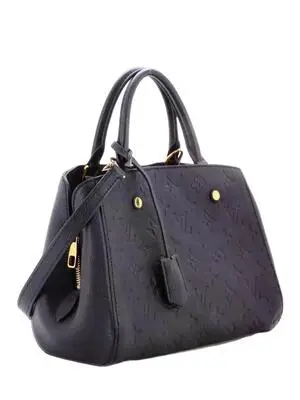 LOUIS VUITTON Montaigne Handbag Monogram Empreinte Leather Satchel - Black