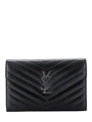 Saint Laurent Monogram Matelasse Chevron Leather Cross Body Bag - Black