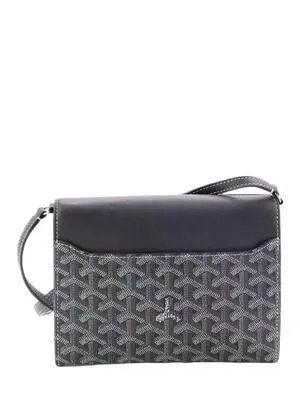 Goyard Chypre Wallet On Strap Coated Canvas With Leather Cross Body Bag - Grey