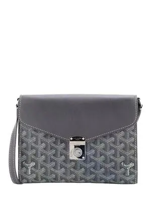 Goyard Chypre Wallet On Strap Coated Canvas With Leather Cross Body Bag - Grey