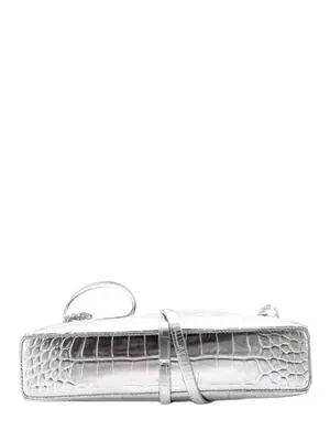 Givenchy Cut Out Crocodile Embossed Leather Small Shoulder Bag - Silver