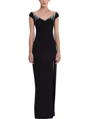 Safiyaa Lucrezia Crystal-embellished Maxi Dress - Black