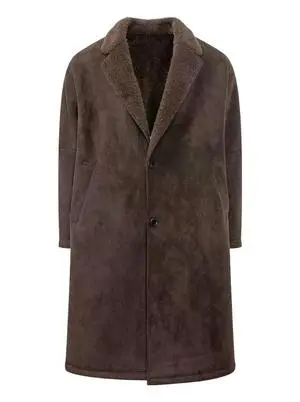 VALENTINI 1972 Shearling-collar Single-breasted Coat