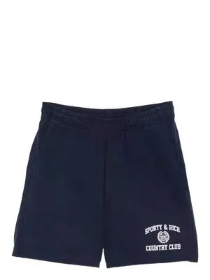 Sporty & Rich Logo-print Cotton Shorts - Blue