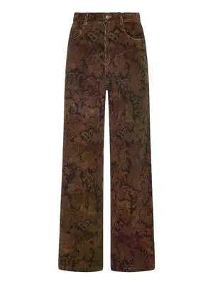 PIERRE-LOUIS MASCIA Floral Print Straight-leg Trousers - Brown