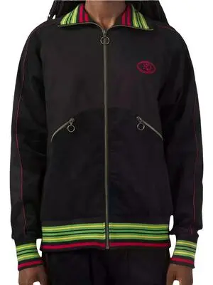 NICHOLAS DALEY Warm Up Striped-trim Zip-up Jacket - Black