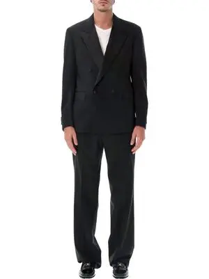 LARDINI Double-breasted Peak-lapel Suit - Black