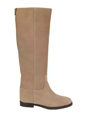 VIA ROMA 15 Suede Logo-plaque Boots - Neutrals