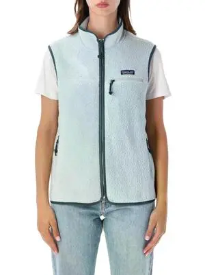 Patagonia Retro Pile Logo-patch Sleeveless Vest - Blue