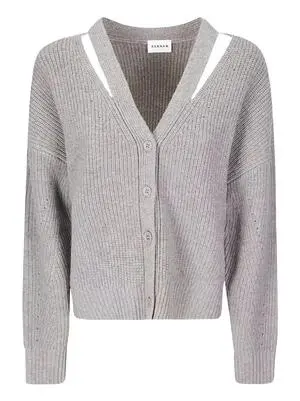 P.a.r.o.s.h Drop-shoulder Ribbed Cardigan - Grey
