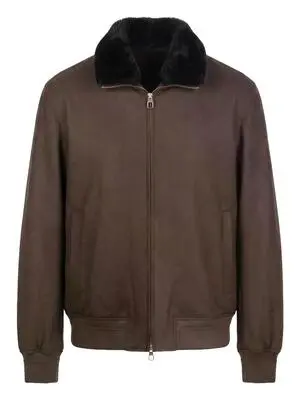 MONTECORE Faux-fur Collar Bomber Jacket - Brown