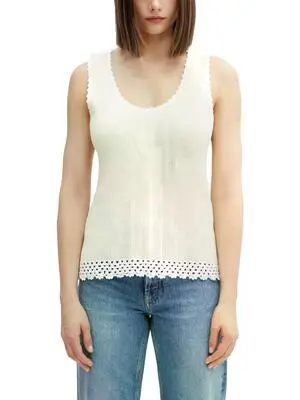 WALES BONNER Crochet-trim Ribbed Tank Top - Neutrals