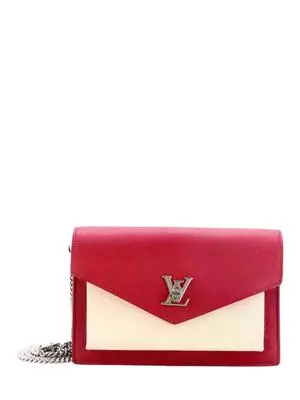 LOUIS VUITTON Mylockme Chain Pochette Leather Clutch Bag - Grey