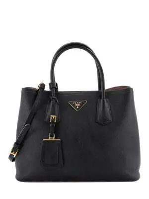 Prada Cuir Double Saffiano Leather Medium Tote Bag - Black