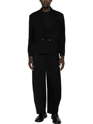 Imperial Elasticated-waistband Wide-leg Trousers - Black