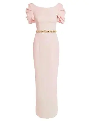 Safiyaa Vanna Sculptural-sleeve Maxi Dress - Pink