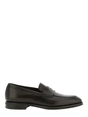 Santoni Gregor Leather Loafers - Brown