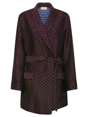 PIERRE-LOUIS MASCIA Geometric-print Dressing Gown - Red