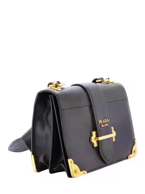 Prada Cahier Leather And Saffiano Leather Large Crossbody Bag - Black