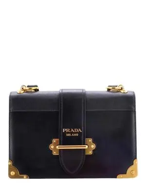 Prada Cahier Leather And Saffiano Leather Large Crossbody Bag - Black