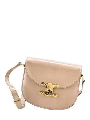 Celine Triomphe Besace Clea Flap Bag Leather Shoulder Bag - Neutrals