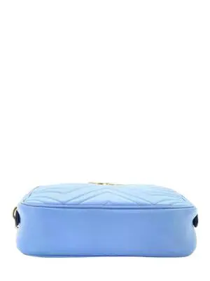 Gucci Gucci GG Marmont Shoulder Bag Matelasse Leather Small Crossbody Bag Blue
