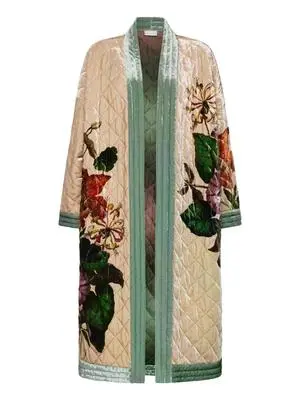 PIERRE-LOUIS MASCIA Floral-print Quilted Kimono - Neutrals