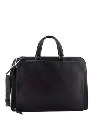 Prada Saffiano Leather Travel Briefcase Tall Business Bag - Black