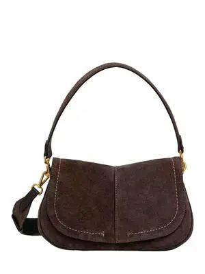 GIANNI CHIARINI Contrast-stitch Suede Shoulder Bag - Brown