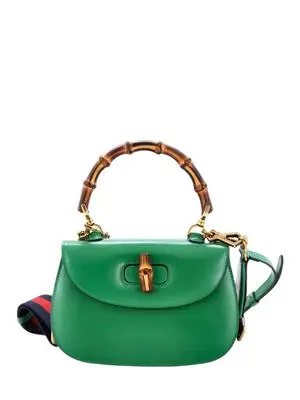 Gucci Bamboo 1947 Top Handle Bag Leather Small Satchel - Green