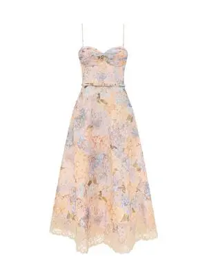 Zimmermann ZIMMERMANN Valiant Tucked Midi Dress Pink