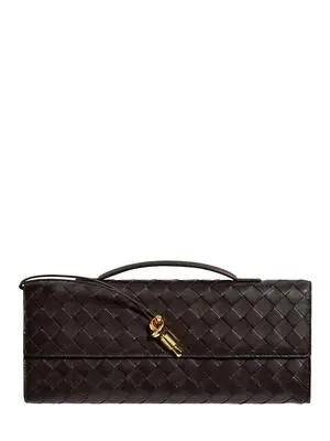 Bottega Veneta Andiamo Woven Nappa Clutch Bag - Brown