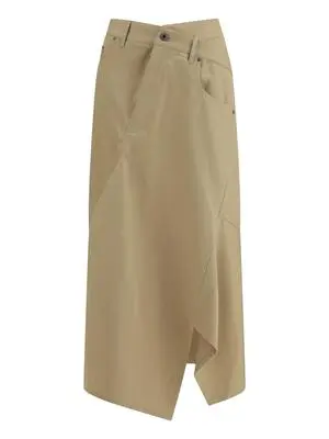 Loewe Asymmetric Cotton Midi Skirt - Cream