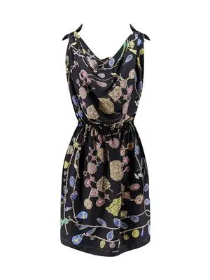 Versace Printed Silk Twill Midi Dress - Black